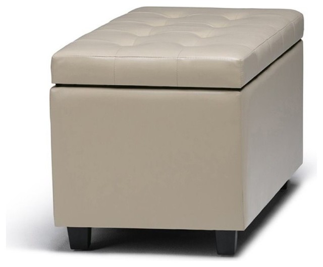 Atlin Designs Transitional Faux Leather Storage Bench in Cream ...