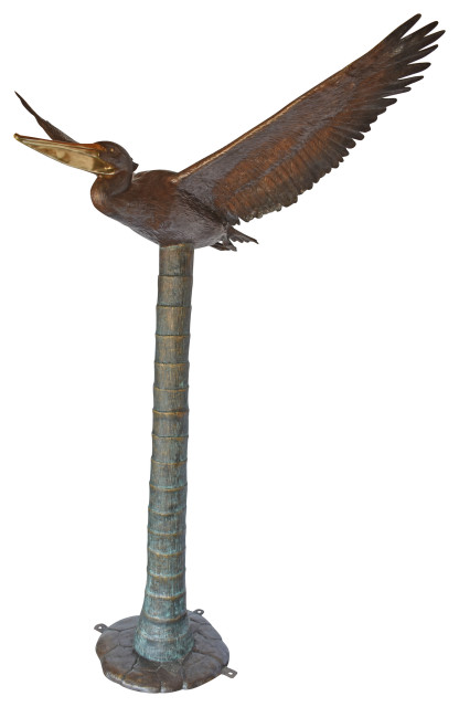 Life Size Pelican on a Three Bronze Statue - Size: 55"L x 46"W x 60"H ...