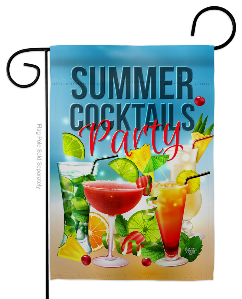 Cocktail Party Happy Hour & Drinks Beverages Garden Flag, 13" X 18.5" X ...