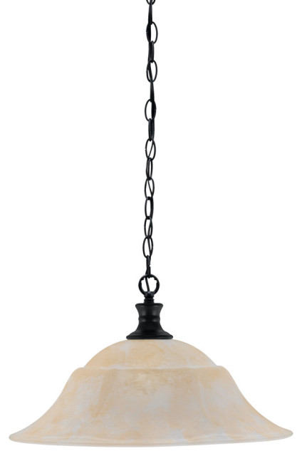 Chain 1-Light Chain Hung Pendant, Matte Black/Amber Marble ...