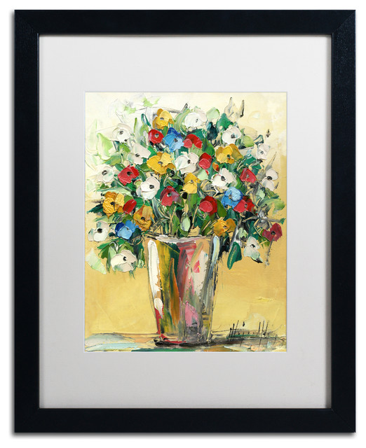 Hai Odelia 'Spring Flowers in a Vase 9' Matted Framed Art, 16x20 - Contemporary - Prints And ...