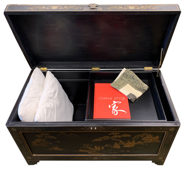 Matte Finish Trunk With Hand Painted Landscape - Asian - Decorative ...