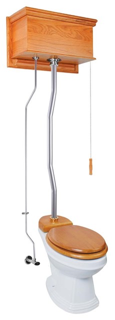 High Tank Toilets Light Oak Flat Tank Elongated High Tank Toilet ...