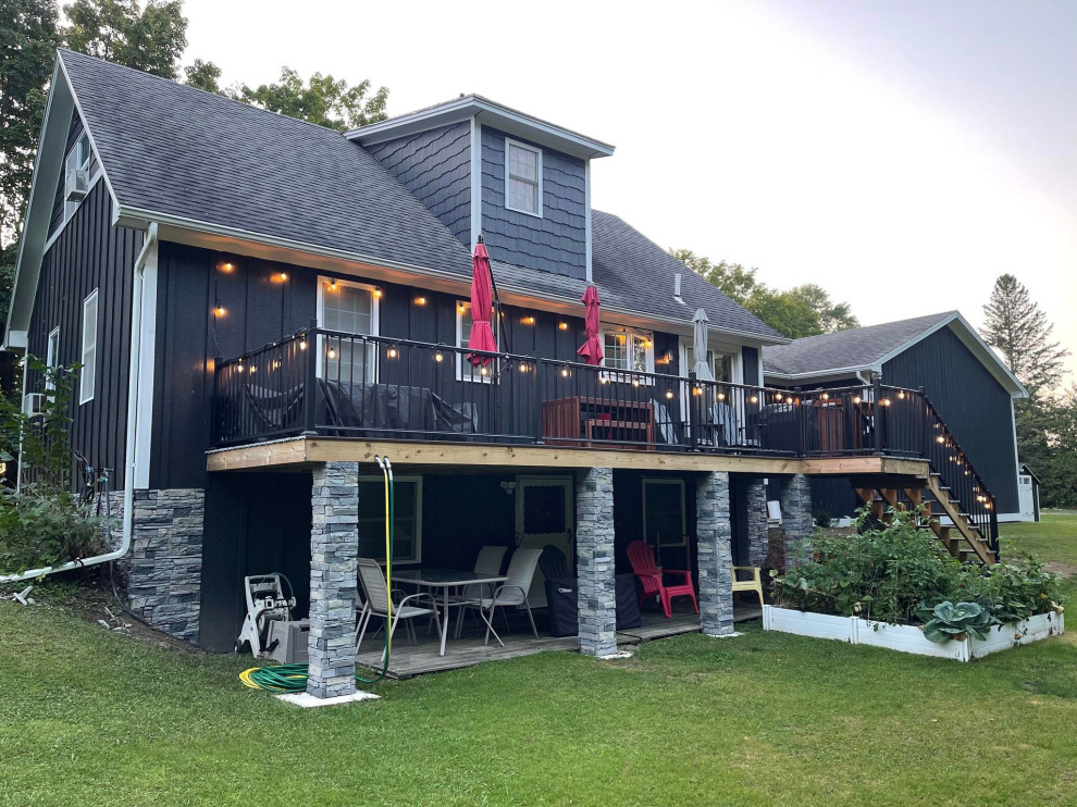 Northern Slate Stacked Stone Deck Pillars & Decorative Wainscoting ...