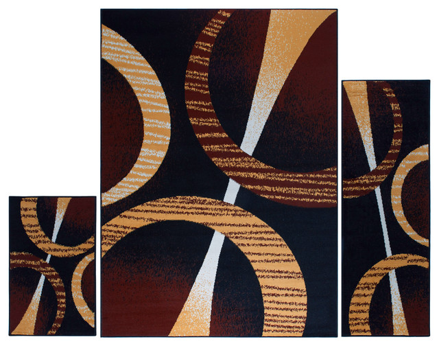 Home Dynamix Ariana Arcata Area Rug 3 Piece Set, Geometric Ebony, 3 ...