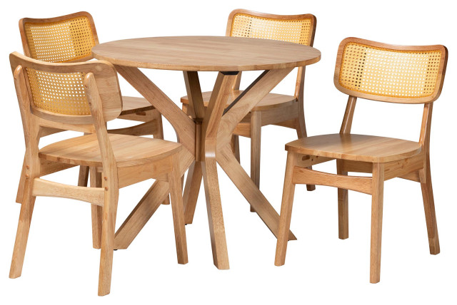 Flynn Rattan 5PC Dining Set - Tropical - Dining Sets - by Baxton Studio ...