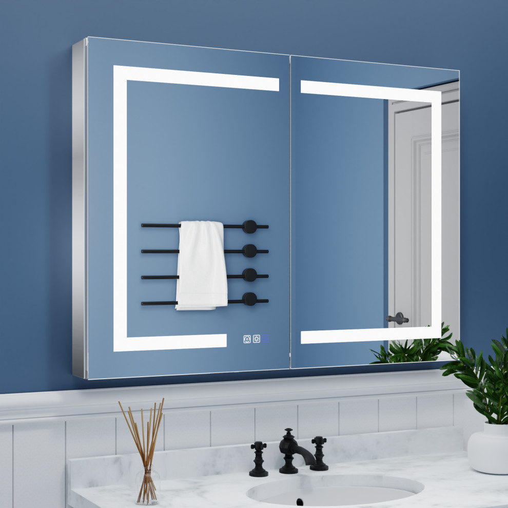 ExBrite LED Light Bathroom Medicine Cabinet with Mirror and Defog, 40 ...
