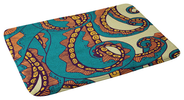 Arcturus Octopus Memory Foam Bath Mat, 34"x21" - Beach Style - Bath ...