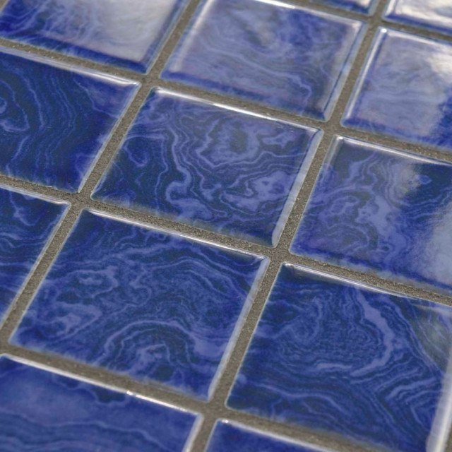 Resort Porcelain Mosaic Tile, Marine Blue, Sample - Contemporary ...