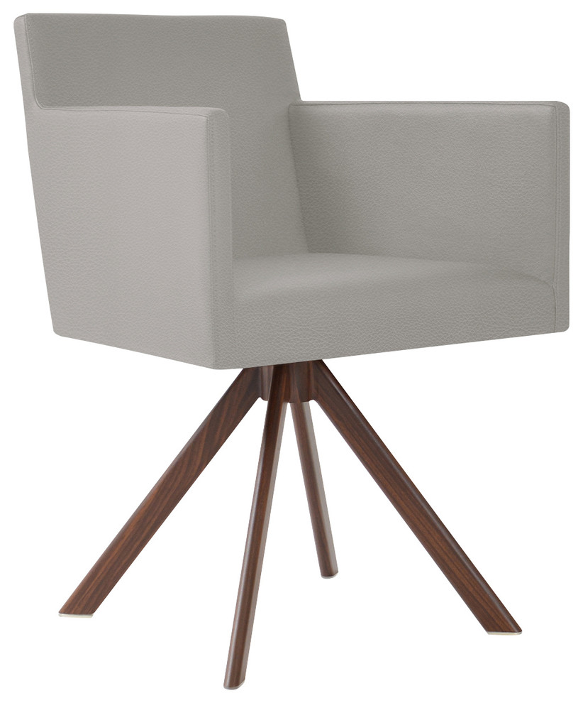 Harput Sword Chair, Natural Veneer Steel Base, Black Leatherette ...