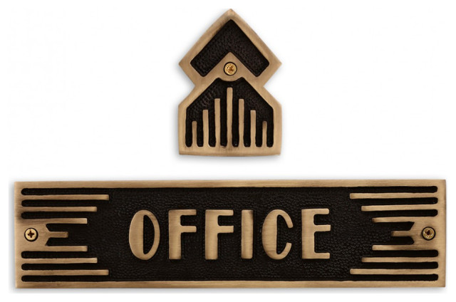 Antique Brass 'OFFICE' Sign Plaque Plate Decor Style Accessories ...