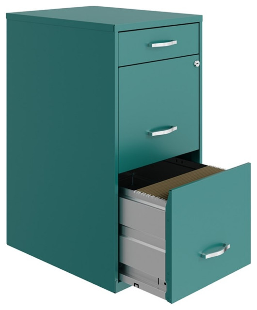 Pemberly Row 3 Drawers Vertical Turquoise Metal Filing Cabinet Pre ...