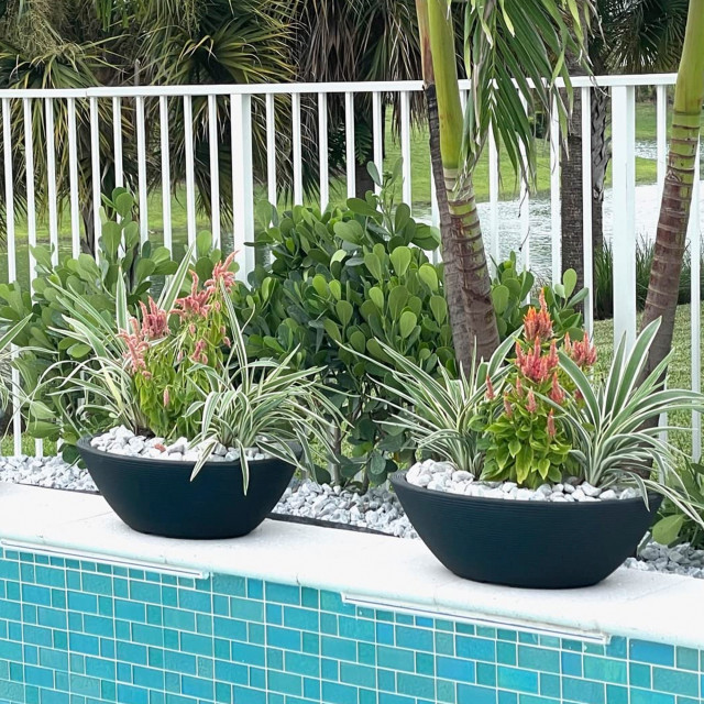 Delano Double Walled Unique Oval Bowl Planter - 24'' x 17'' Bowl ...
