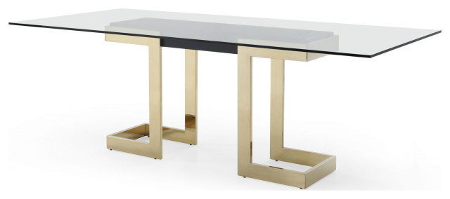 Sumo Rectangle Dining Table, Polished Gold Stainless Steel Base ...
