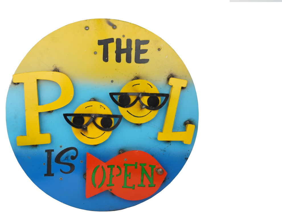 The Pool is Open Metal Outdoor Wall Sign - Contemporary - Metal Wall ...