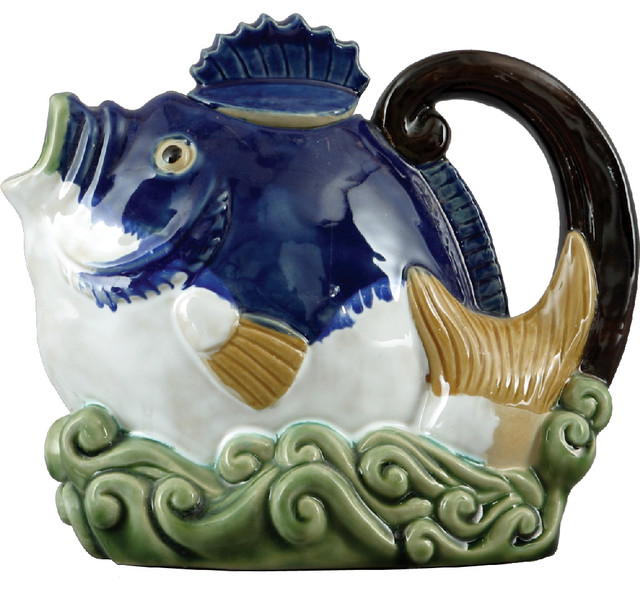Blue Fish Teapot, 7" - Asian - Teapots - by Shan Hill Design | Houzz