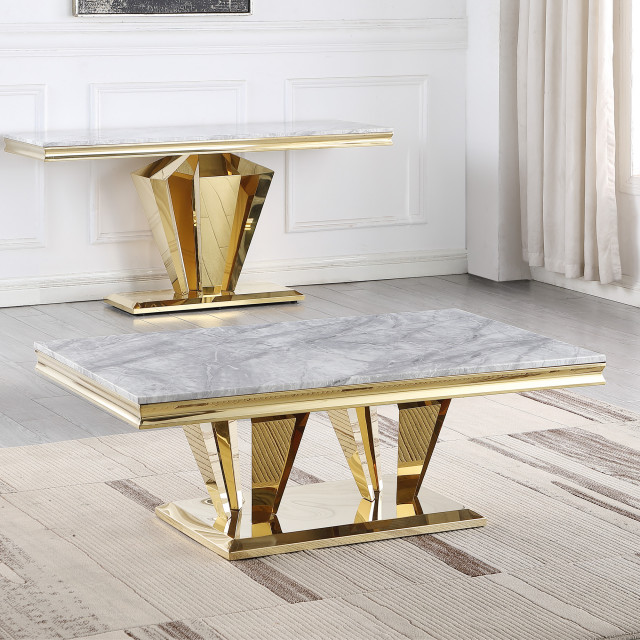 Chihiro Grey Rectangular Stone Coffee Table - Contemporary - Coffee ...