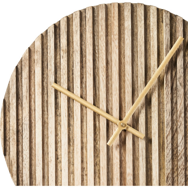 Yalina Natural Mango Wood Wall Clock With Lazer Cut - Transitional ...