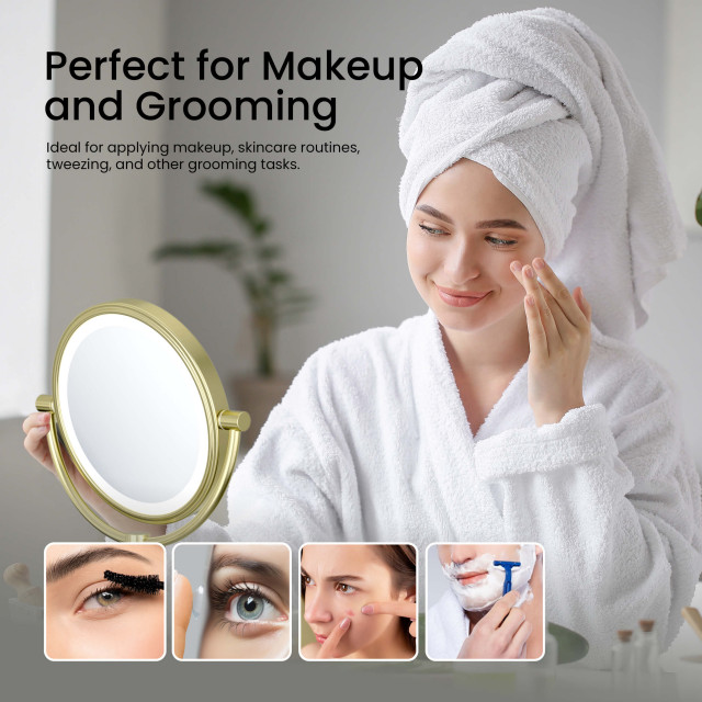 Circular LED Free Standing Magnifying Make Up Mirror - Modern - Makeup ...