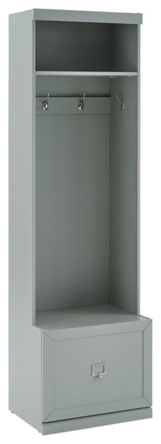 Bowery Hill Modern Wood Hall Tree with Drawer in Gray/Chrome ...