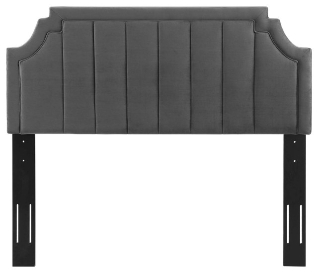 Tufted Headboard, Full Queen Size, Velvet, Dark Gray, Modern ...