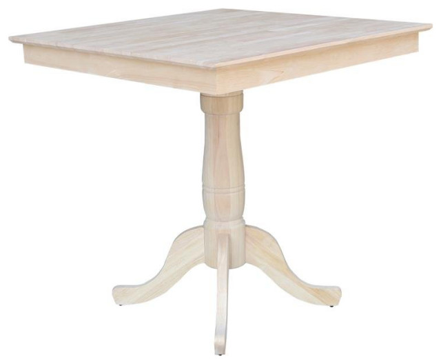 36" x 36" Natural Solid Wood Square Top Pedestal Table - 35.1" Height ...