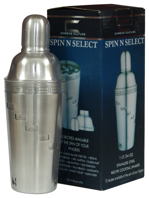 nu steel Cocktail Shaker with Recipe Guide Rotation, 34 Ounce Martini ...