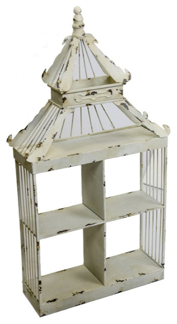 Rustically Classic Metal Wall Shelf, White - Farmhouse - Display And ...