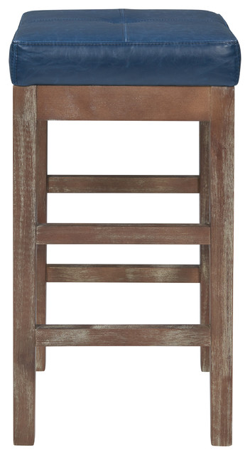 Valencia Backless Leather Counter Stool - Farmhouse - Bar Stools And ...