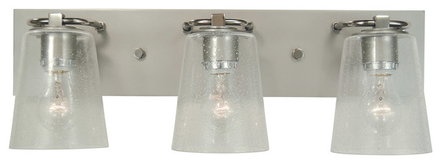 Mercer 3-Light Bathroom Vanity Light, Satin Pewter With Polished Nickel ...