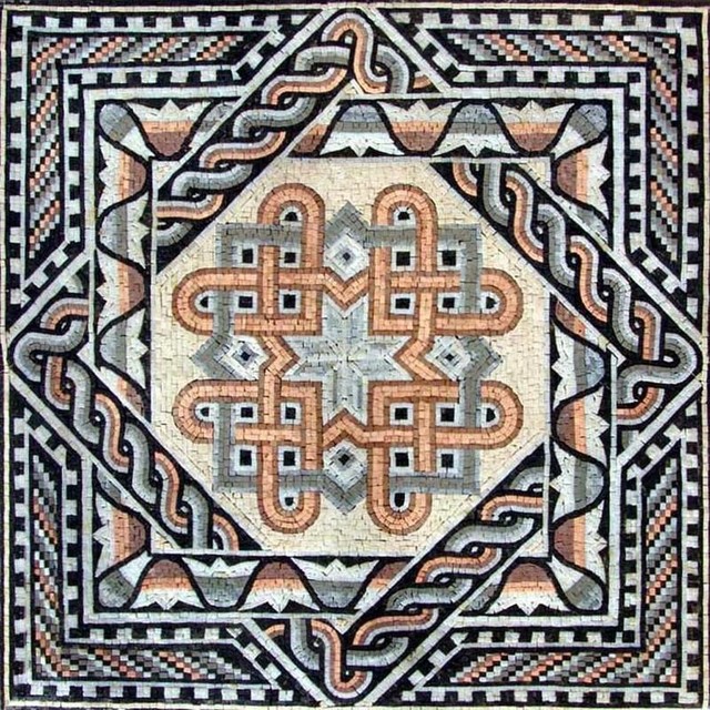 Roman Mosaic Square, Aurelius, 32" x 28" - Contemporary - Tile Murals ...