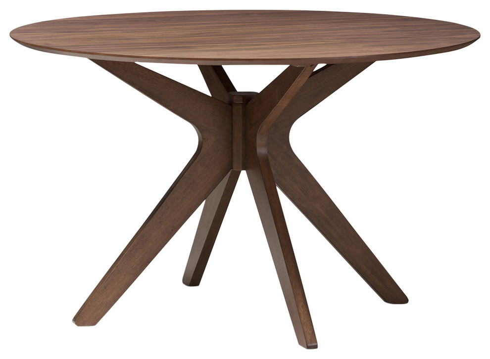 Monte Walnut Wood 46" Round Dining Table - Midcentury - Dining Tables ...