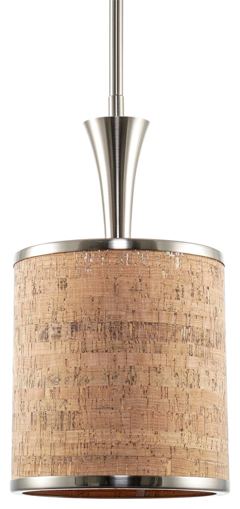 Kira Home Chandler 14" Pendant Light, Natural Cork Cylinder Shade ...