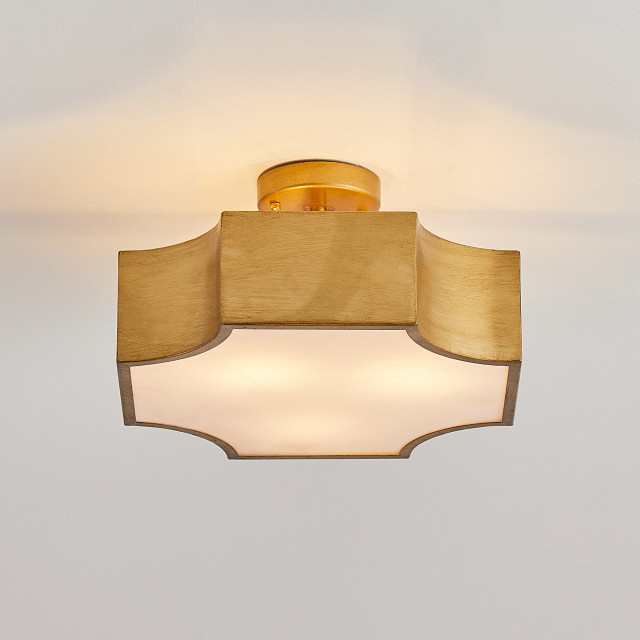 3-Light Modern Gold Semi-Flush Mount Lighting - Contemporary - Flush ...