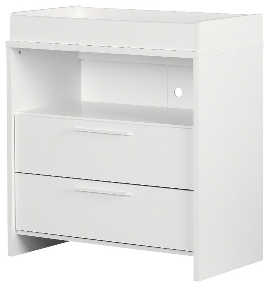 Pemberly Row Engineered Wood Changing Table with Drawers Storage in ...