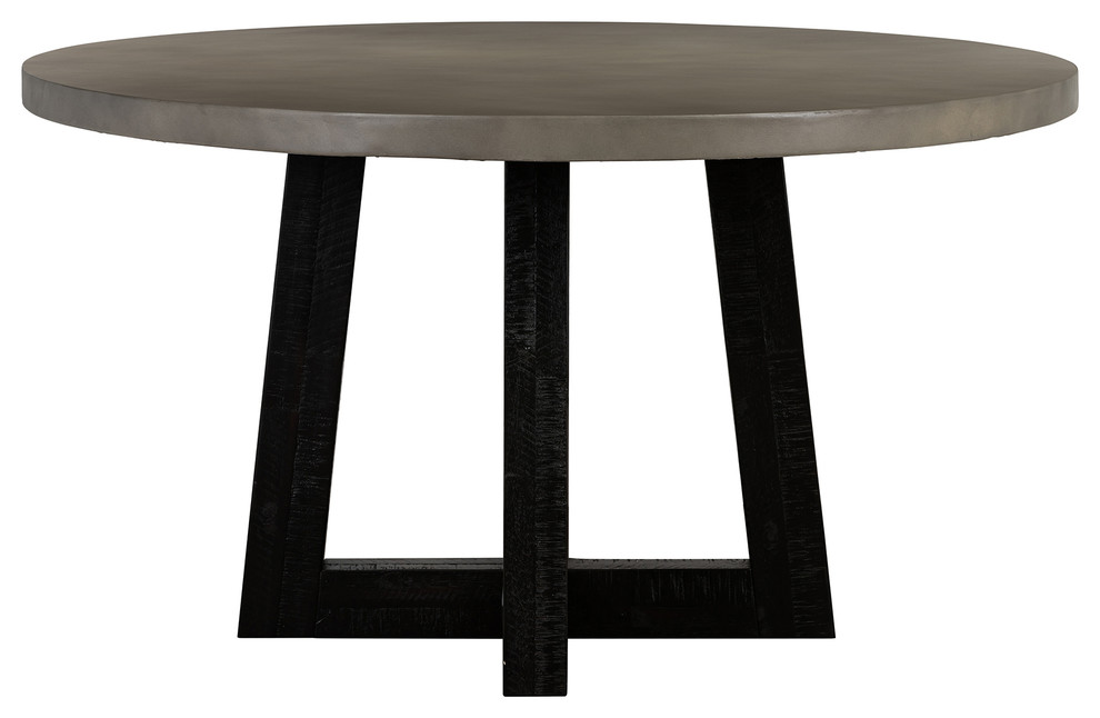 Chester Modern Concrete and Acacia Round Dining Table - Industrial ...