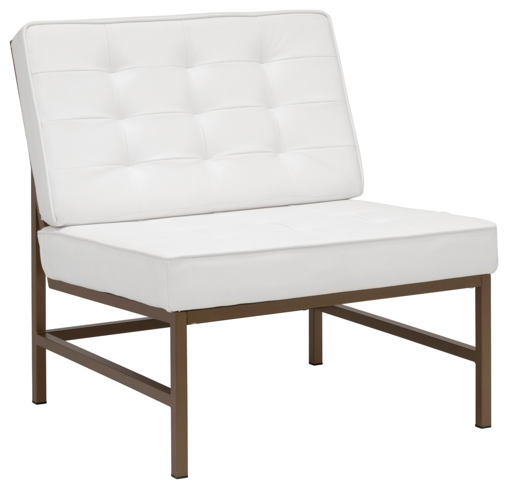 Ashlar Modern Metal Frame and Blended Leather Square Accent Chair ...