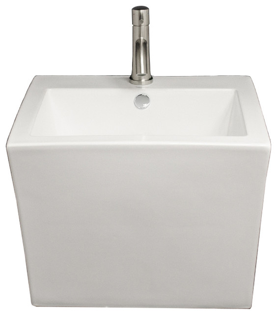 Trapezoid Shaped Wall Mount Basin, Integrated Rectangular Bowl, a ...