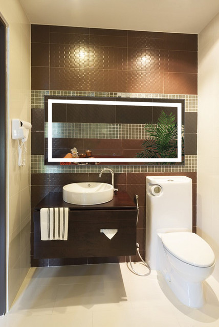 Large LED Lighted Bathroom Mirror With Defogger and Dimmer, 60"x30 ...