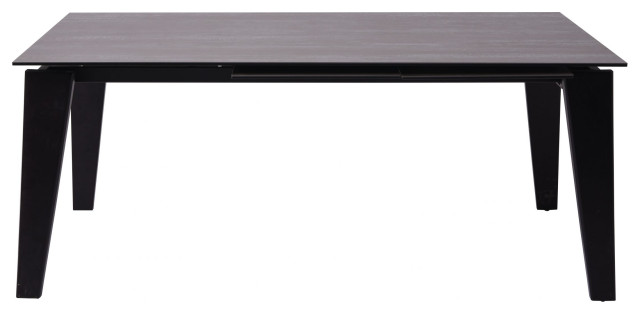 Theo Extendable Dining Table, Ceramic Top, Birch Wood Legs, Black - Transitional - Dining Tables ...