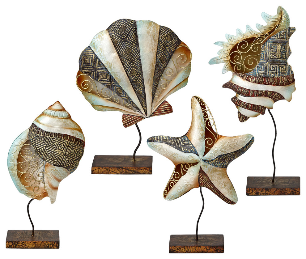 Capiz Shells on Stands, 4-Piece Set - Beach Style - Decorative Objects ...
