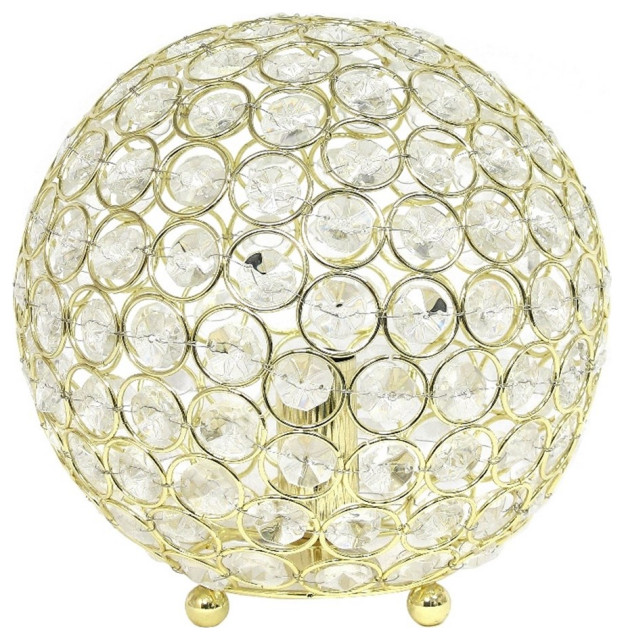Lalia Home 8in Metal Crystal Round Sphere Glamourous Orb Table Lamp ...