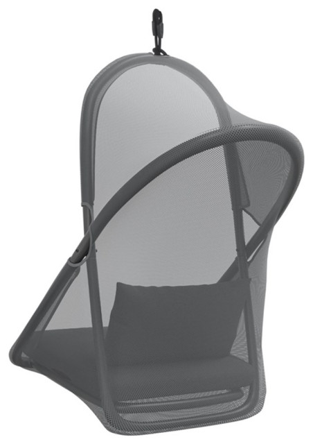 Afuera Living Crush Outdoor Foldable Mesh Egg Swing Chair in Dark Gray ...
