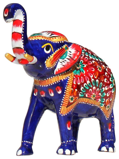 Large Trunk-Up Elephant Good Luck Sculpture Metal Figurine With ...