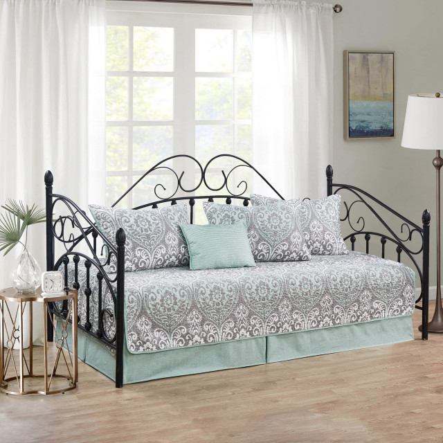 Kingston Damask 6-Piece Quilted Daybed Set - Mediterranean - Quilts And ...