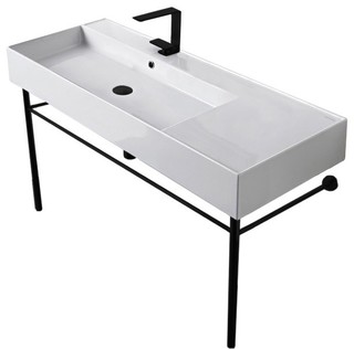 Ceramic Console Sink and Matte Black Stand - Contemporary - Bathroom ...