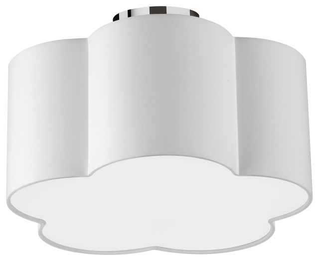 White Contemporary Flush Mount With Polished Chrome Metal ...