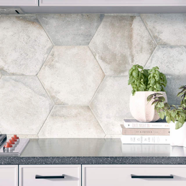 Boston Ferro Hex Bianco Porcelain Floor and Wall Tile - Contemporary ...