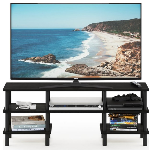 Furinno Turn-N-Tube Wood 3-Tier Wide Shelf TV Stand for TV up to 47" in ...