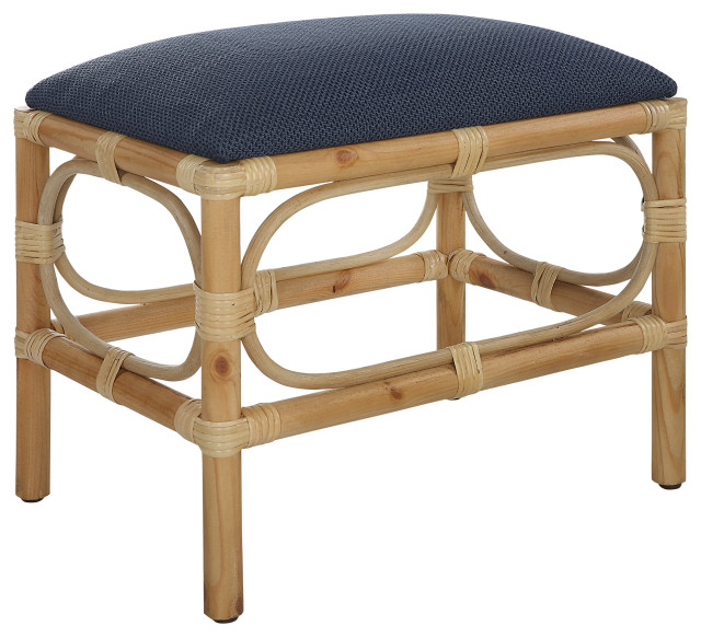 Laguna Small Navy Bench - Tropical - Upholstered Benches - by Ownax | Houzz